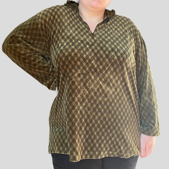 Rag | Tops | Vintage Earthy Grunge Oversized Velour Grandpa Quarter Zip ...